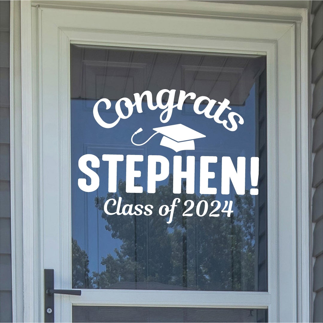 Congrats, Graduation Cap, Custom Name and Class of your Year Stickers ...