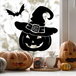 Happy Pumpkin Jack-o-lantern With Witch Hat and Bat Cute Halloween ...