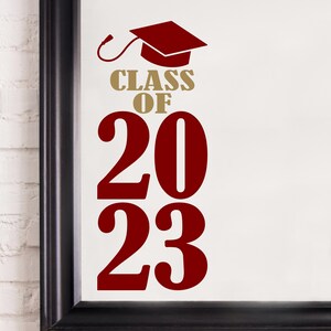 Graduation Cap Class of 2023 your Year School Colors Vinyl Wall Decals ...