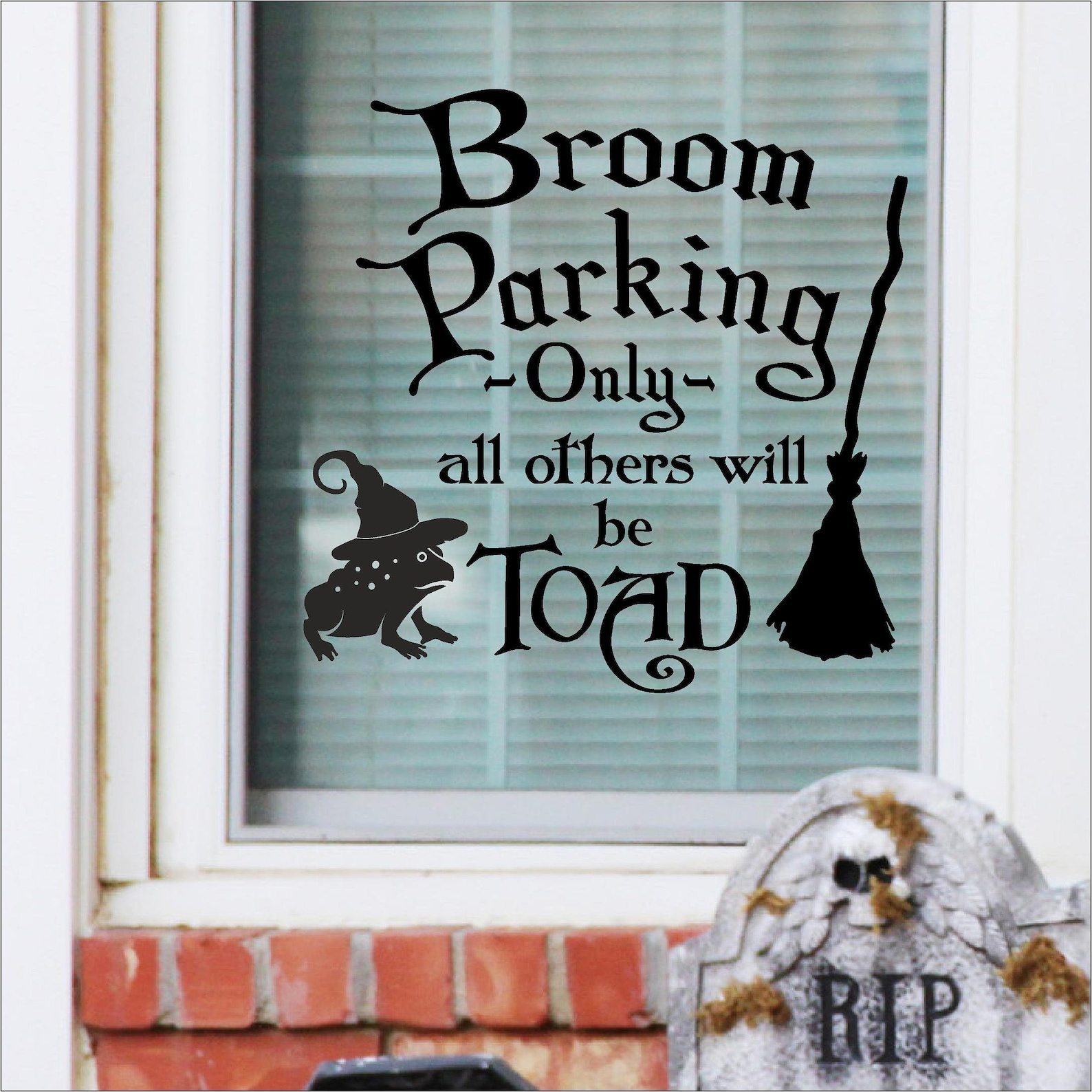 Broom Parking Only Toad Decals Halloween Holiday Vinyl Lettering Wall ...