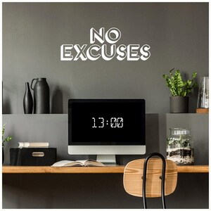 NO EXCUSES - Shadow Font Motivational Quote Vinyl Lettering Wall Decal ...