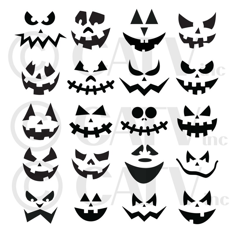 Halloween Pumpkin Face Carving Holiday Vinyl Decal Stickers Decorating ...