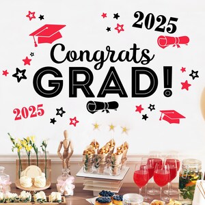 Congrats Grad! 2025 (any Year) Graduation Caps Scrolls Stars and Year ...
