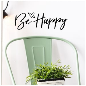 Be Happy Motivational Quote Vinyl Lettering Wall Decal Removable Laptop ...