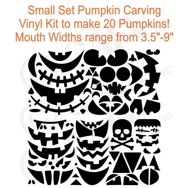 Halloween Pumpkin Face Carving Holiday Vinyl Decal Stickers Decorating ...