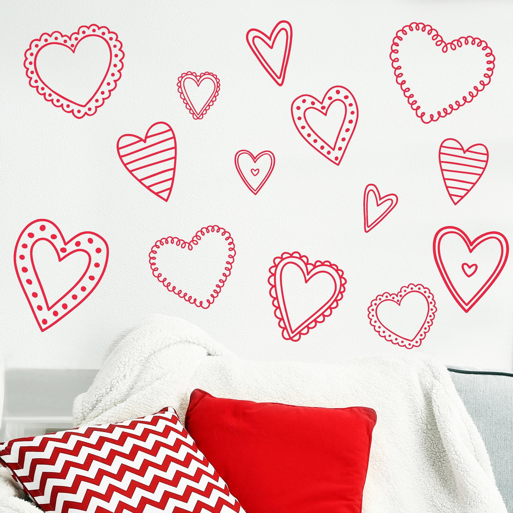 Hand Drawn Heart Decals Set of 14 Plus Smaller Extras | Etsy
