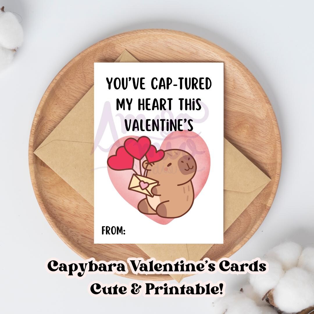 Celebrate Love With Our Adorable Capybara Valentines Day Cards - Etsy