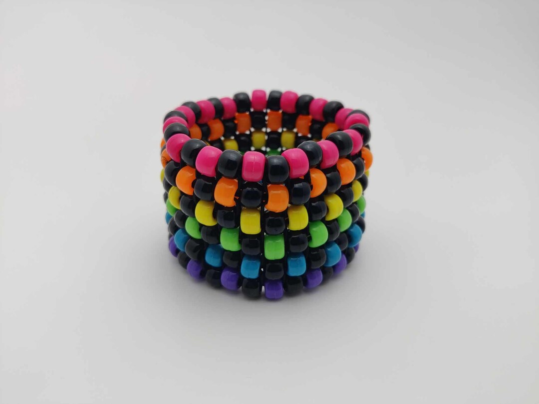 Checkered Rainbow Kandi Cuff - Etsy