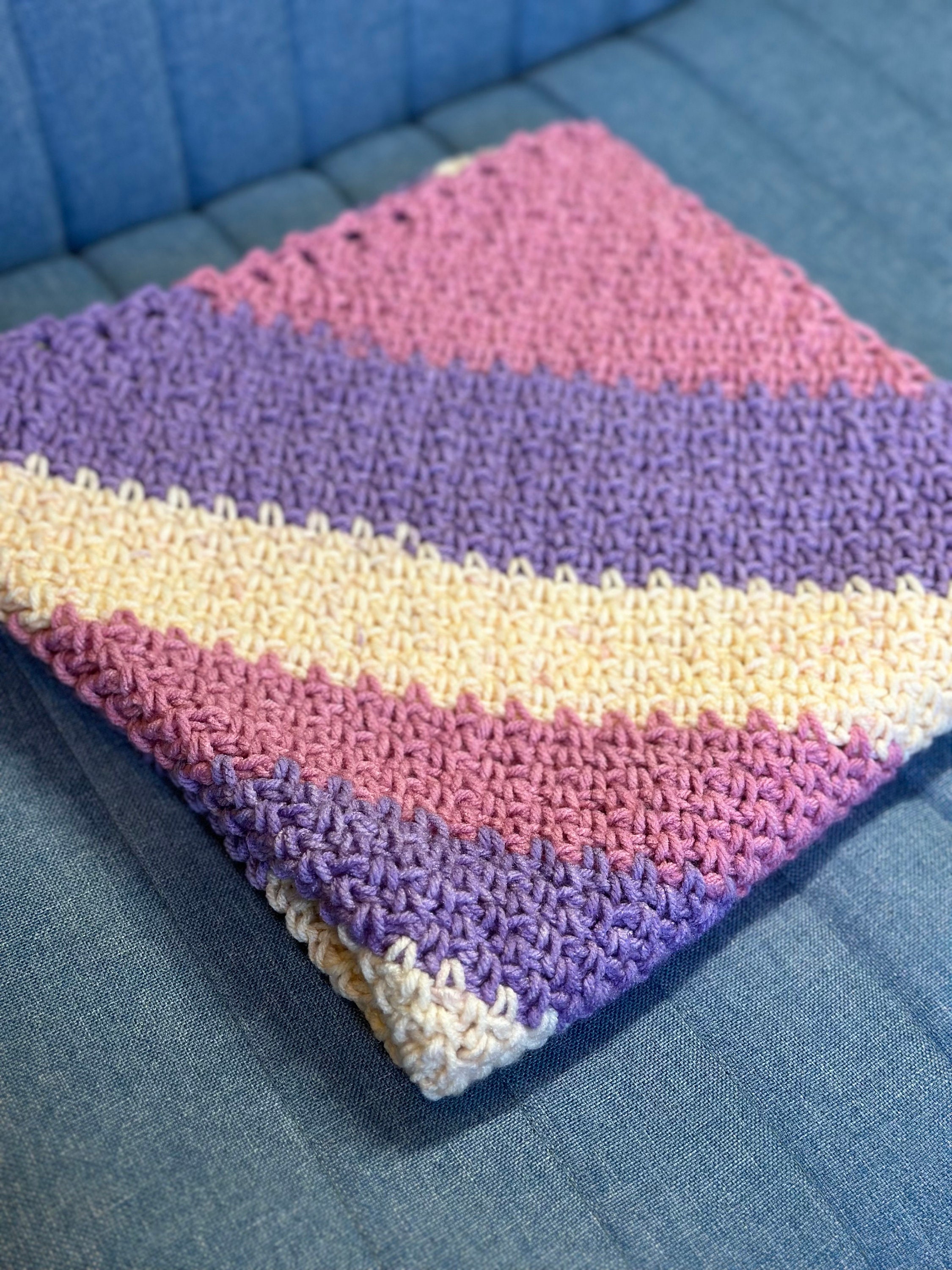 Homemade Crochet Cat Blanket. Purple and off White. 24in X 24in. - Etsy