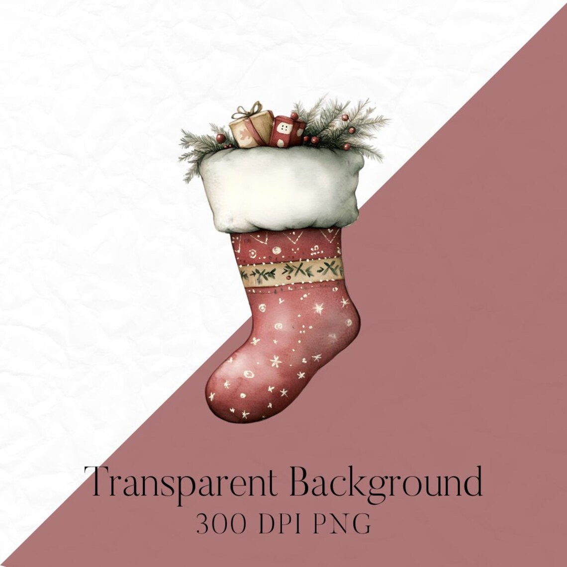 Vintage Christmas Stocking Clipart, Christmas Clipart, Xmas Clipart ...