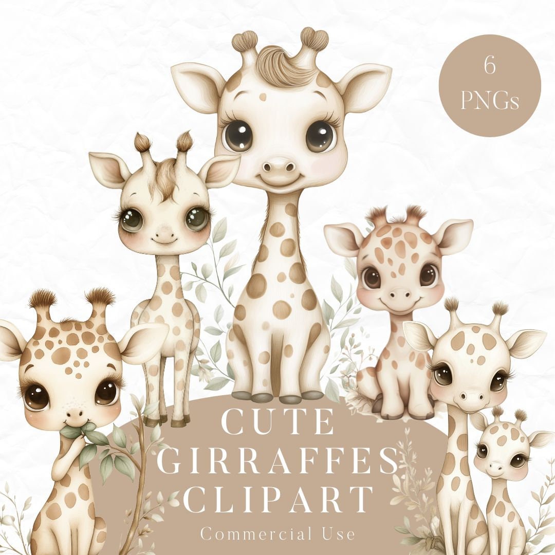 Cute Giraffe Clipart, Giraffe Illustration, Nursery Art, Baby Shower ...
