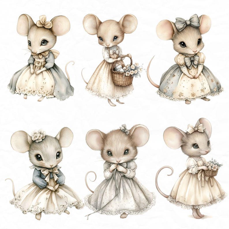 Watercolor Mouse Clipart, Mouse Family, Nursery Clipart, Woodland ...