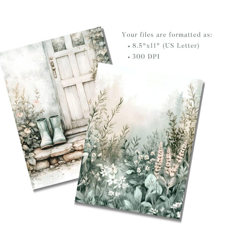 20 English Garden Watercolor Junk Journal Pages, Garden Printable Paper ...