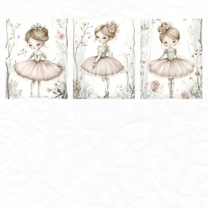 15 Blush Ballerina Digital Papers, Ballerina Junk Journal, Watercolor ...