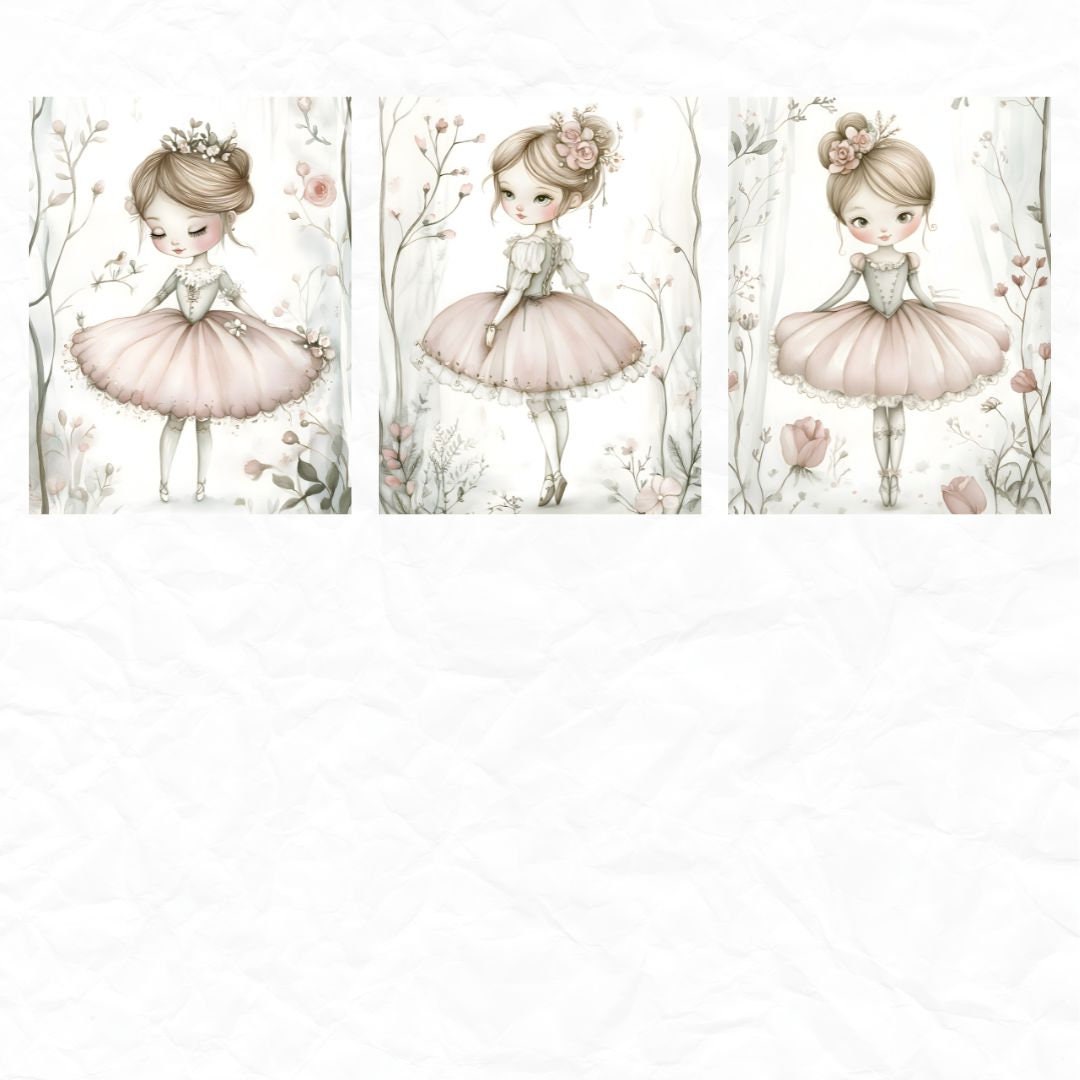 15 Blush Ballerina Digital Papers, Ballerina Junk Journal, Watercolor ...