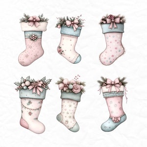 Pink Christmas Stocking Clipart, Girly Christmas, Floral Christmas ...