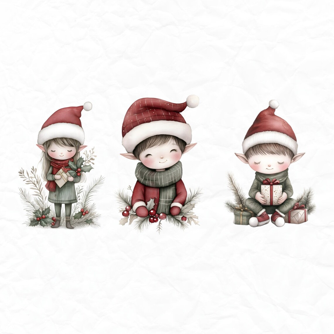 Cute Christmas Elves Clipart Png, Xmas Elf Clip Art, Vintage Festive ...