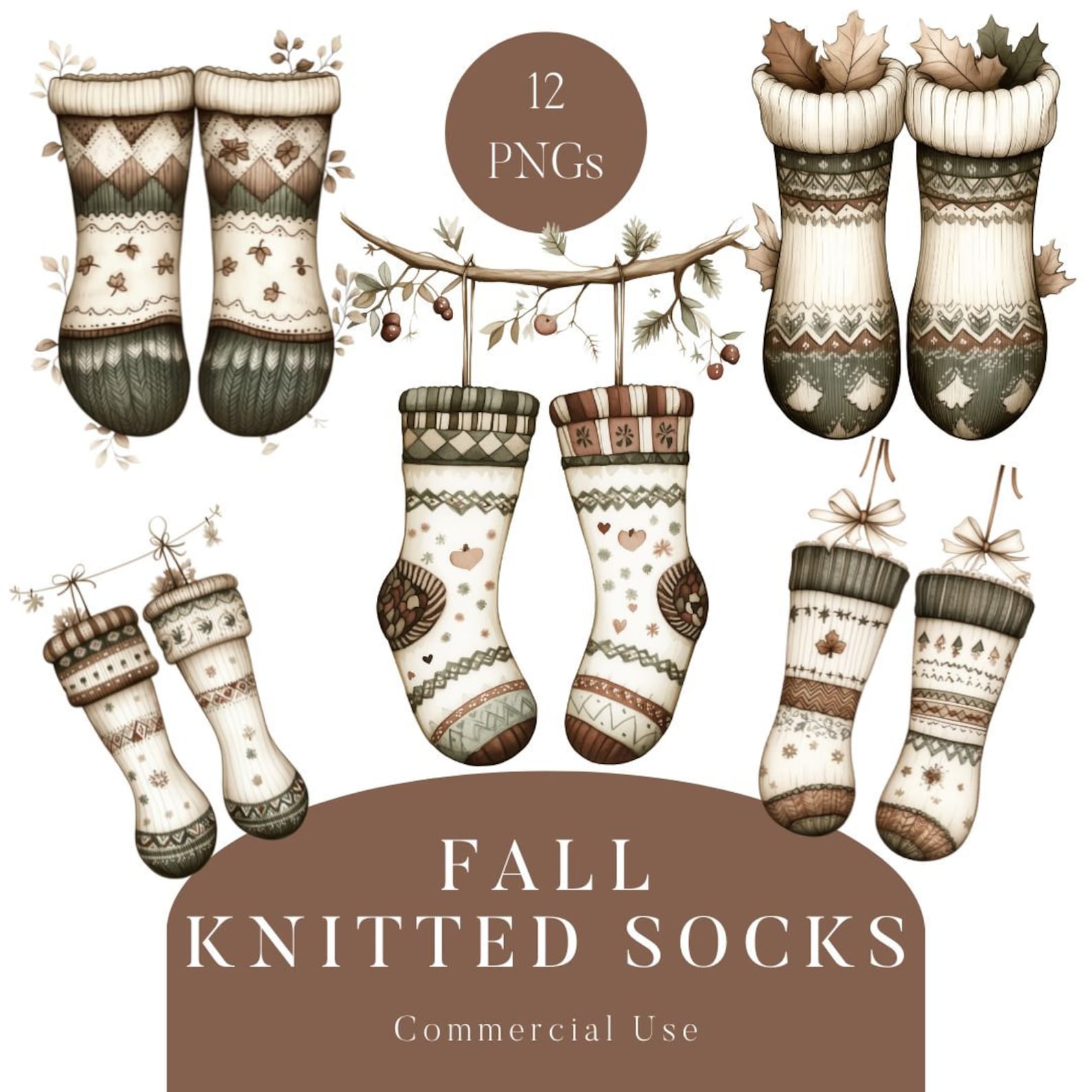 Fall Cozy Socks Clipart, Knitted Socks Illustration, Autumn Clipart ...