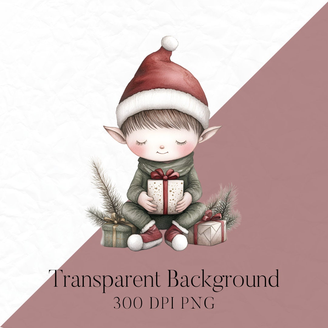 Cute Christmas Elves Clipart Png, Xmas Elf Clip Art, Vintage Festive ...