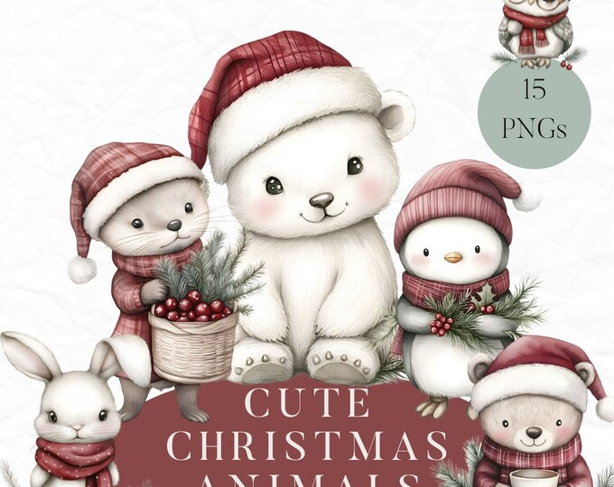 Winter Clipart, Winter Animals Clipart, Christmas Deer Png, Polar Bear ...