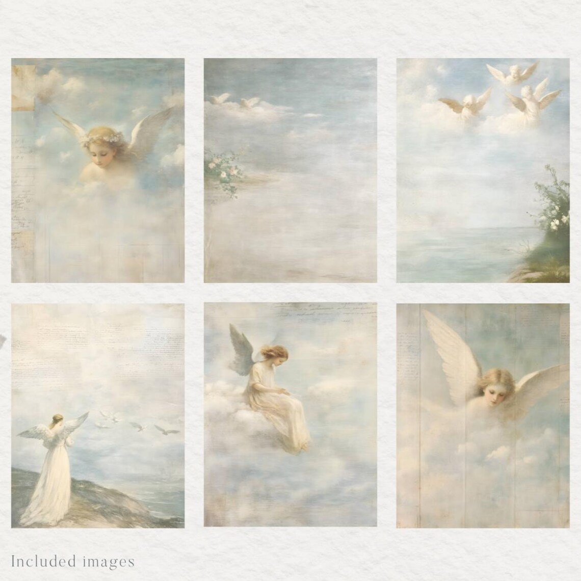 Whimsical Angel Digital Papers, Junk Journal Covers, Scrapbook Supplies ...