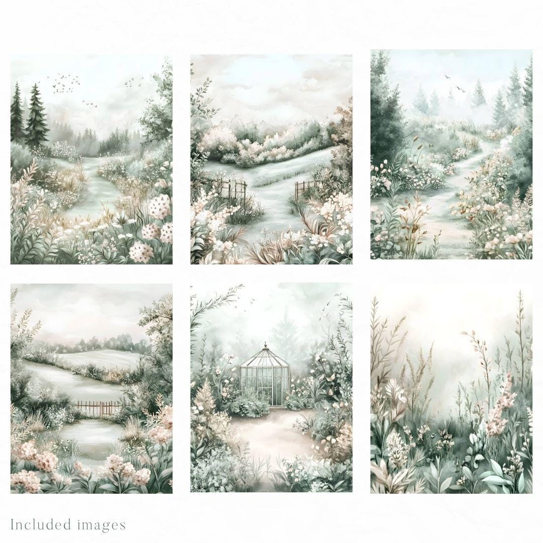 20 English Garden Watercolor Junk Journal Pages, Garden Printable Paper ...