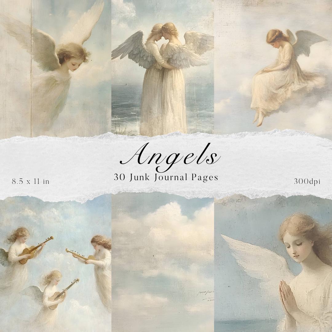 Whimsical Angel Digital Papers, Junk Journal Covers, Scrapbook Supplies ...