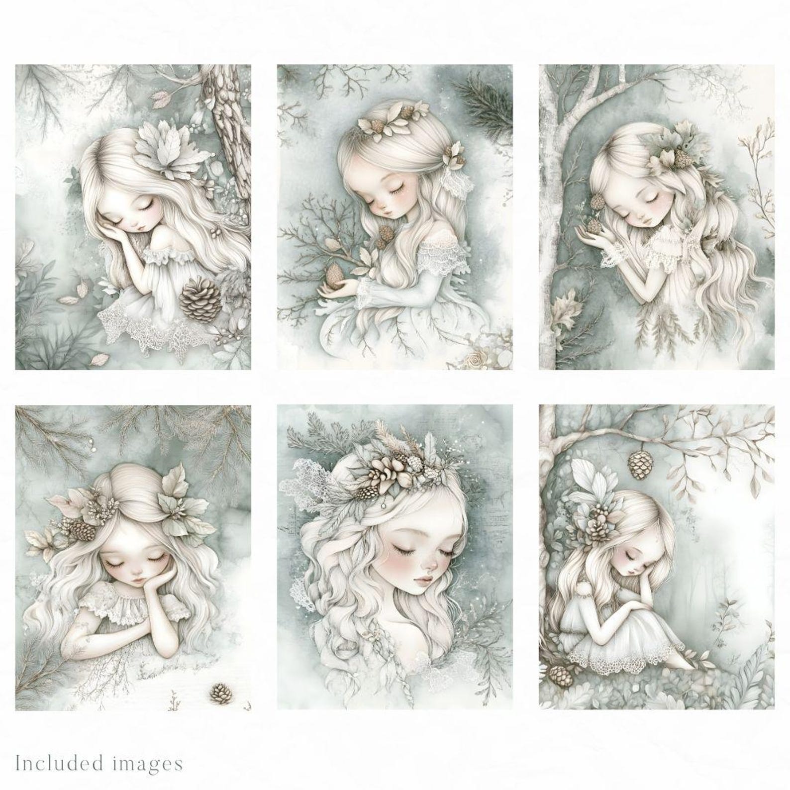 Pine Cone Fairies Junk Journal, Forest Fairy Scrapbook Pages, Vintage ...