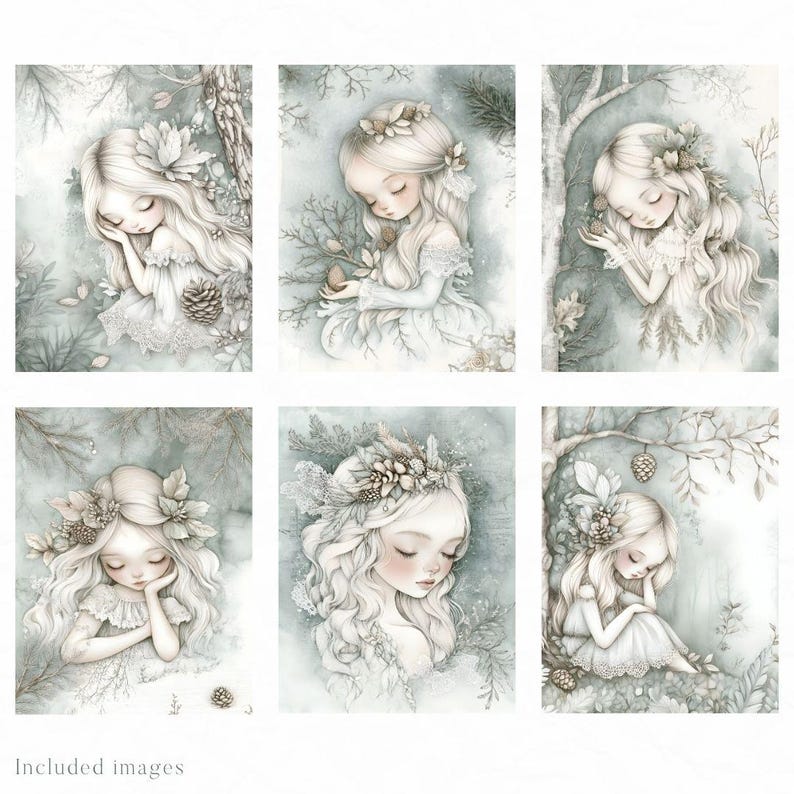 Pine Cone Fairies Junk Journal, Forest Fairy Scrapbook Pages, Vintage ...