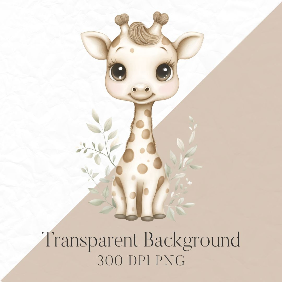 Cute Giraffe Clipart, Giraffe Illustration, Nursery Art, Baby Shower ...