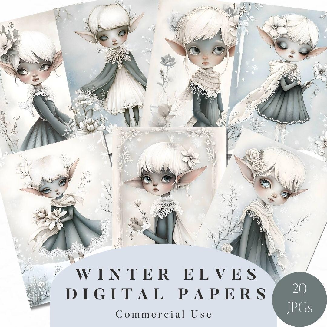 20 Winter Elf Junk Journal Printable Papers, Winter Fairy Junk Journal ...