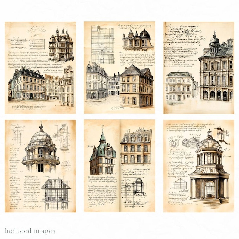 Victorian Architecture Junk Journal Pages, Vintage Cityscape Ephemera ...