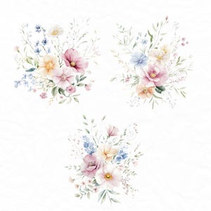 Watercolor Spring Bouquets Clipart Pack, Wedding Invitation Floral ...