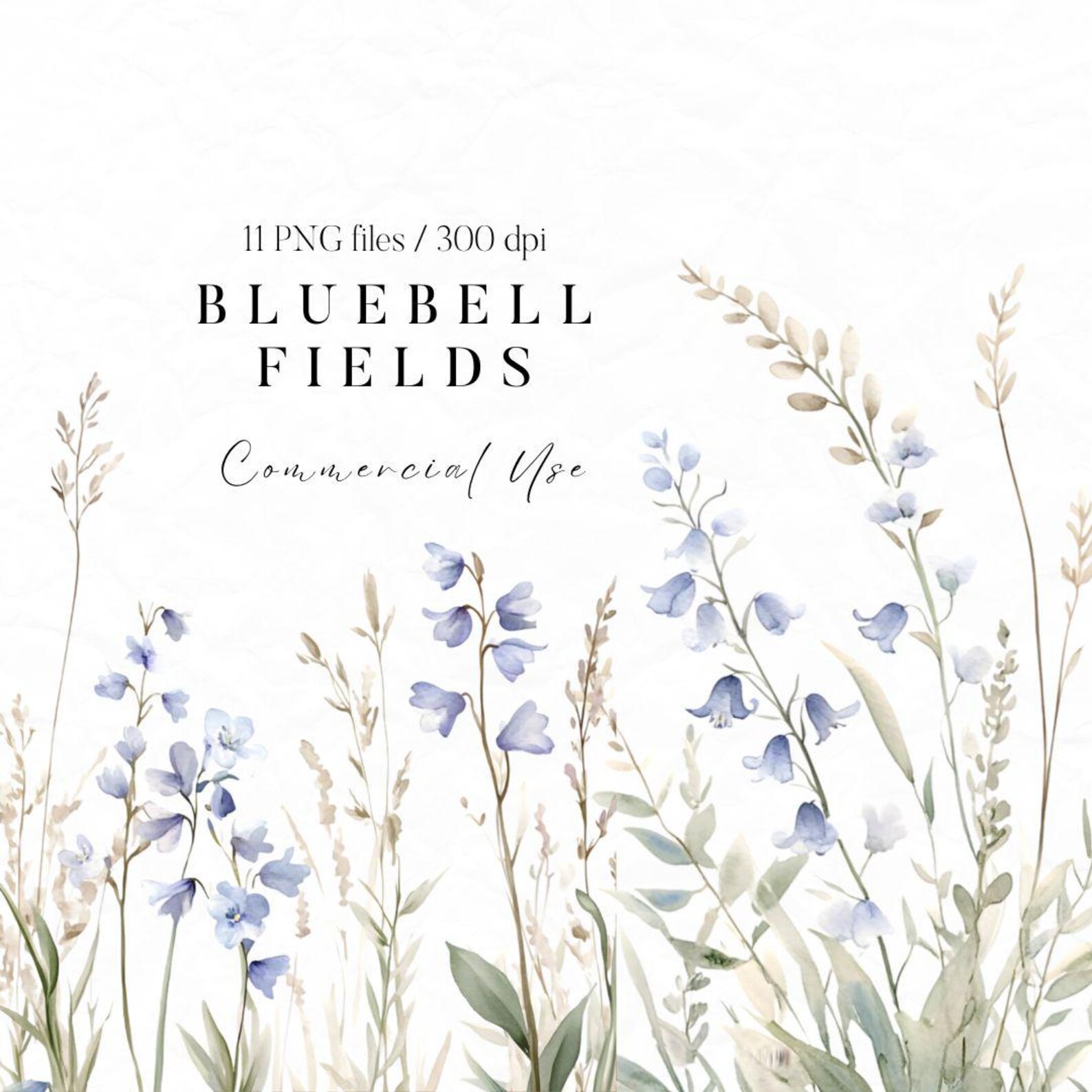Watercolor Bluebell Clipart, Bluebell Flower Graphics, Floral Border ...