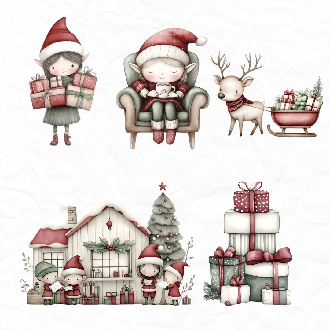 North Pole Clipart, Santa's Village, Christmas Clipart, Elf Clipart ...
