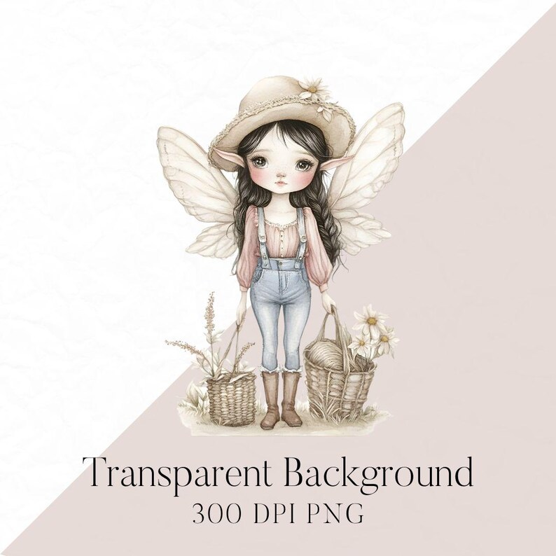 Whimsical Watercolor Fairy Clipart Bundle, Rustic Farm, Nature ...