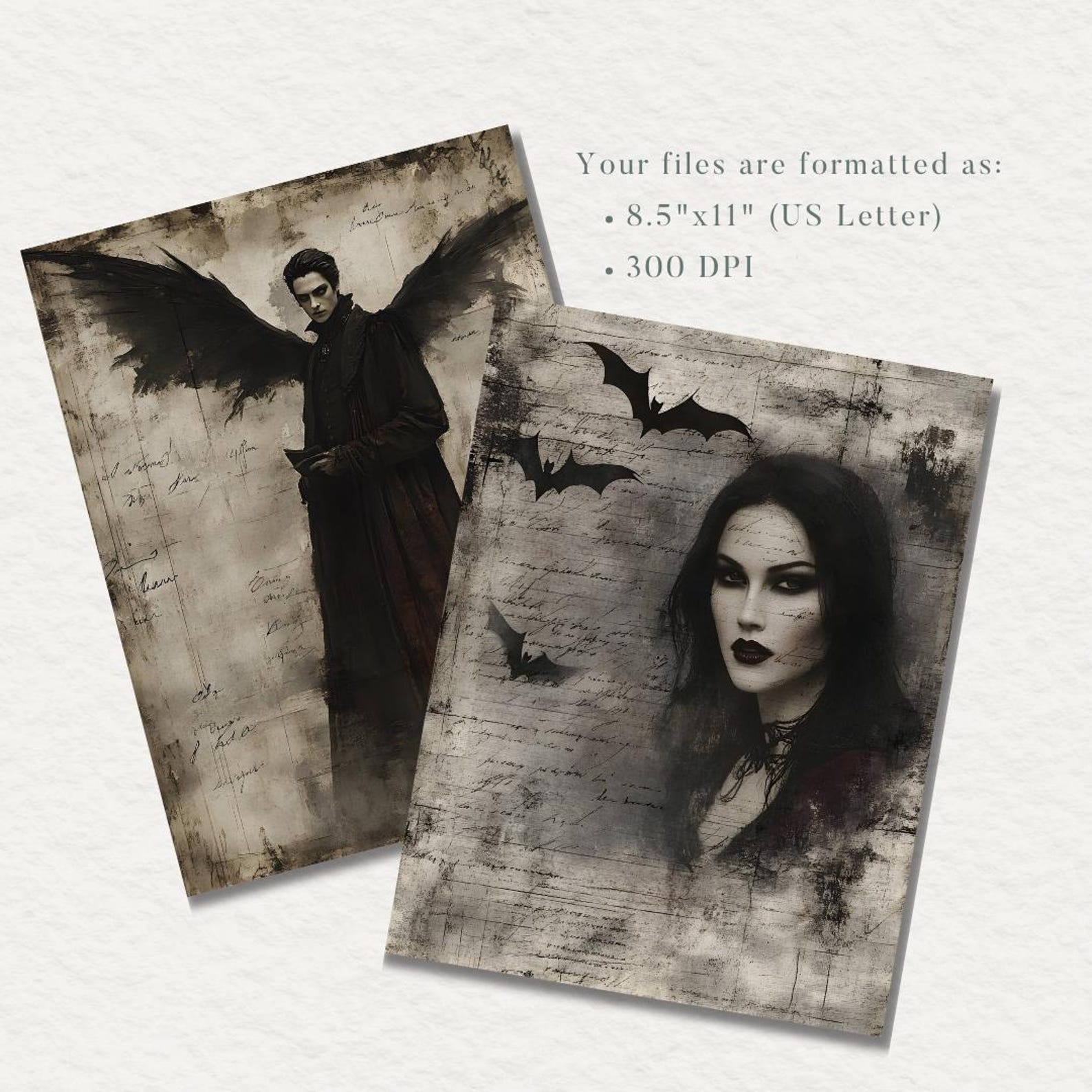 Vintage Vampire Junk Journal Pages- Gothic Vampire Paper- Haunting ...