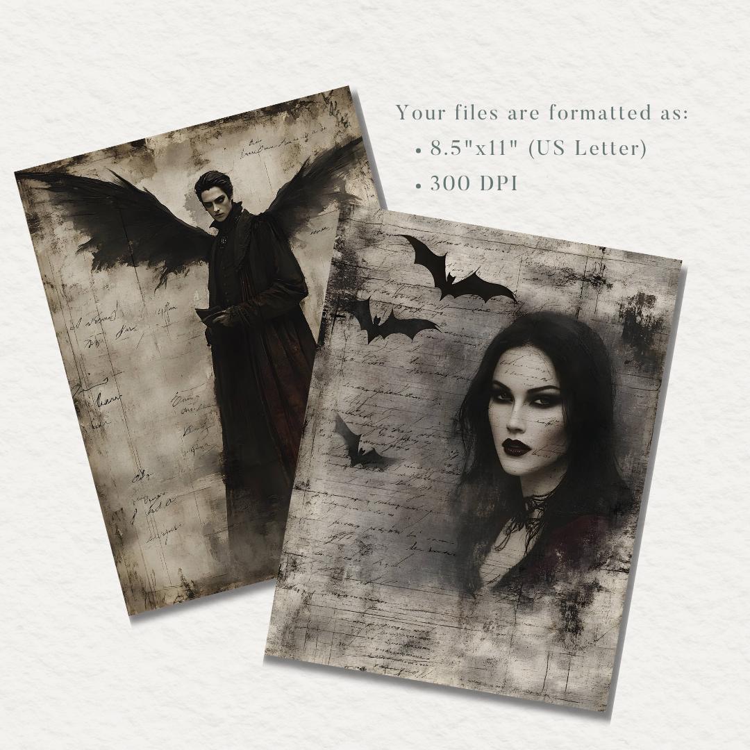 Vintage Vampire Junk Journal Pages- Gothic Vampire Paper- Haunting ...