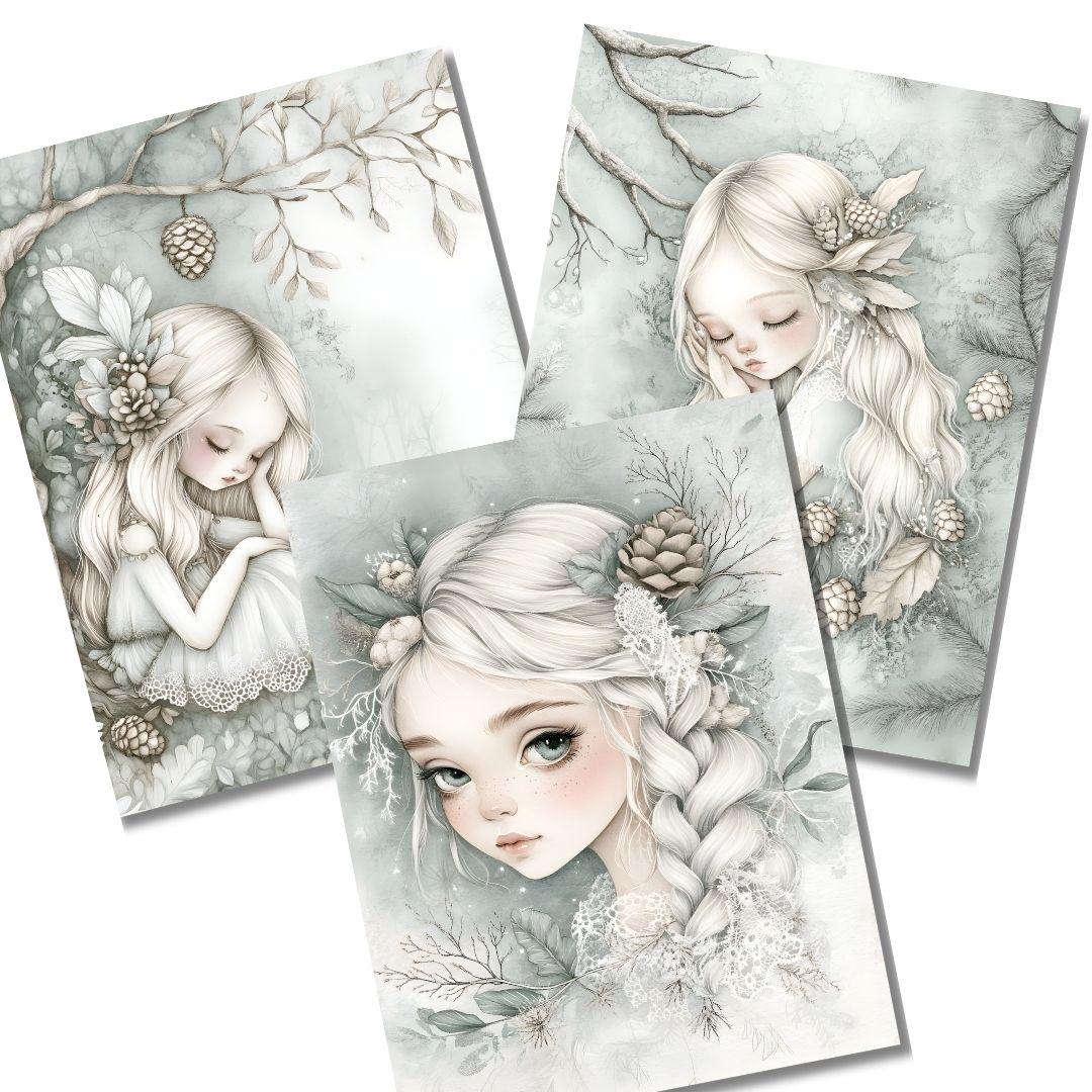 Pine Cone Fairies Junk Journal, Forest Fairy Scrapbook Pages, Vintage ...