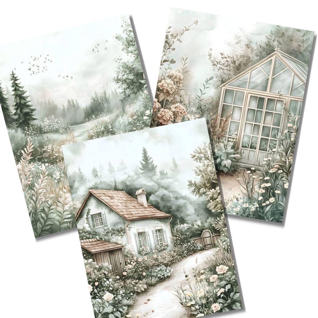 20 English Garden Watercolor Junk Journal Pages, Garden Printable Paper ...