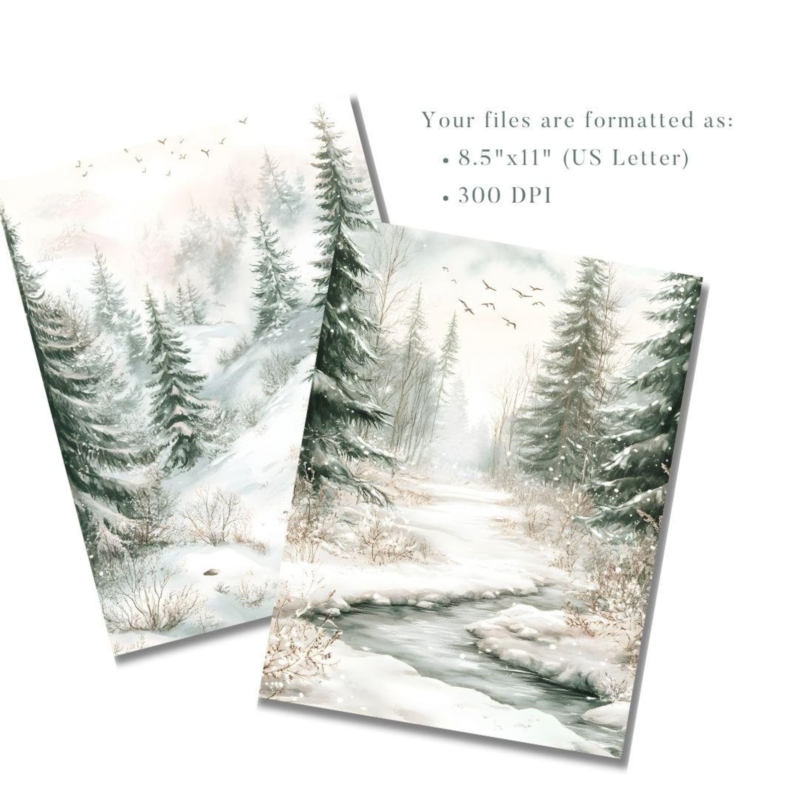 15 Winter Forest Background Scenes, Winter Junk Journal Paper, Snowy ...
