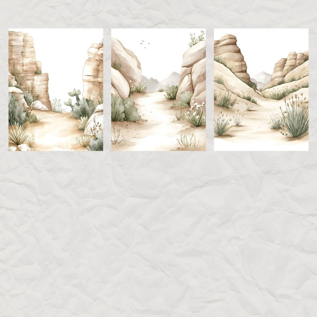 Desert Landscape Background, Watercolor Desert, Grand Canyon, Cactus ...