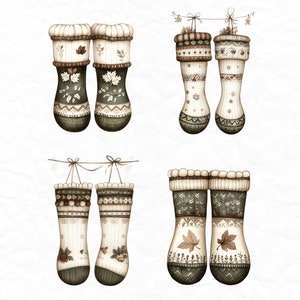 Fall Cozy Socks Clipart, Knitted Socks Illustration, Autumn Clipart ...