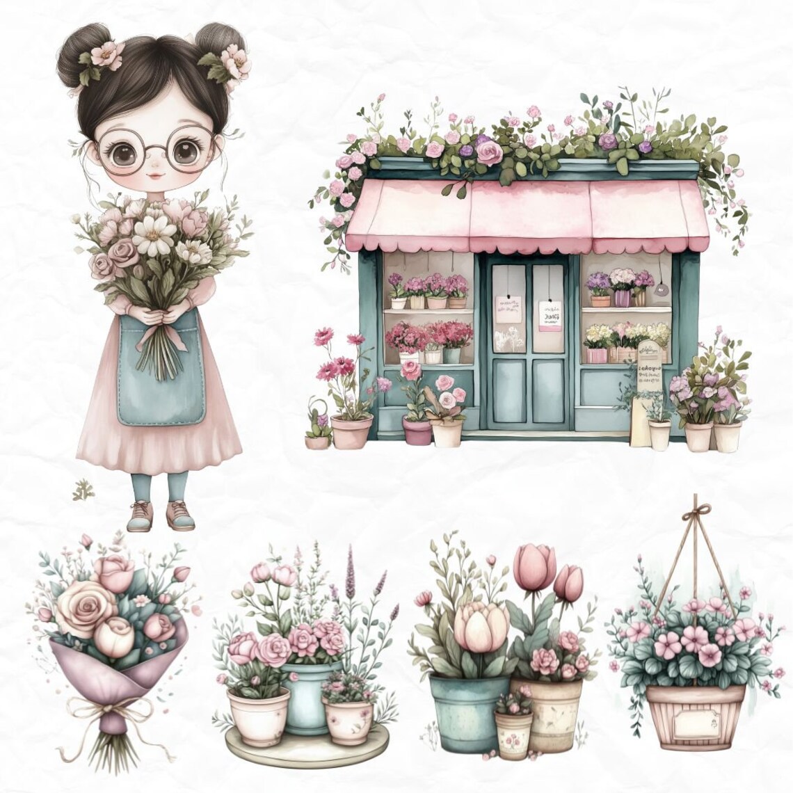 Florist Clipart, Floral Clipart, Flower Clipart, Watercolor Clipart - Etsy