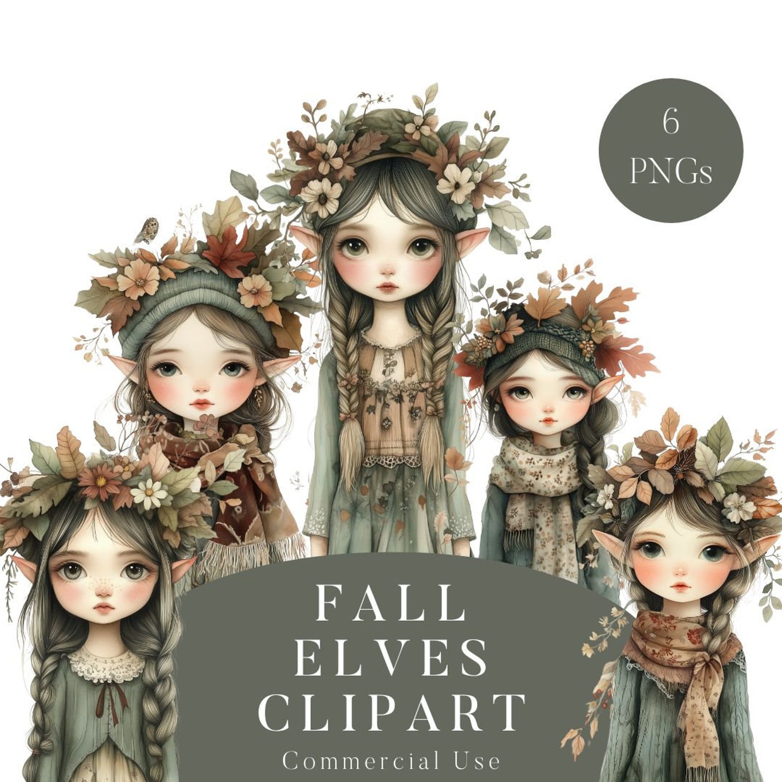 Fall Elf Clipart, Boho Fairies Clipart, Woodland Elf, Watercolor Elf ...