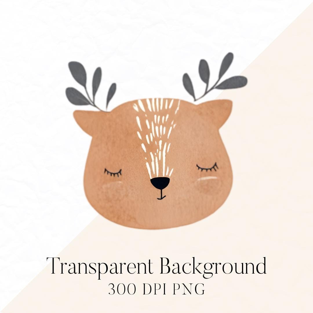 Boho Woodland Animal Face Clipart, Nursery Woodland Animals, Cute Bear ...