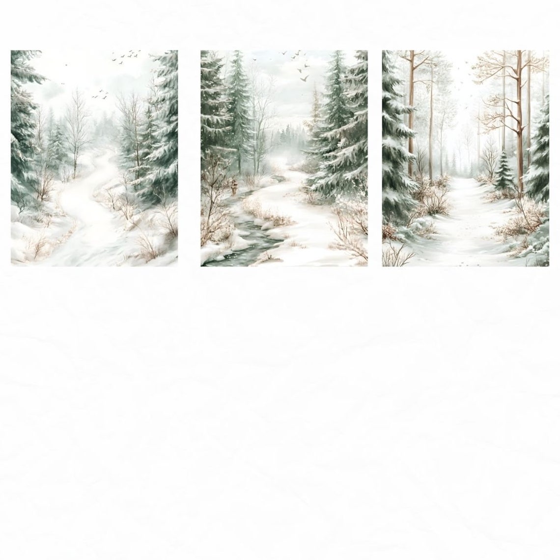 15 Winter Forest Background Scenes, Winter Junk Journal Paper, Snowy ...