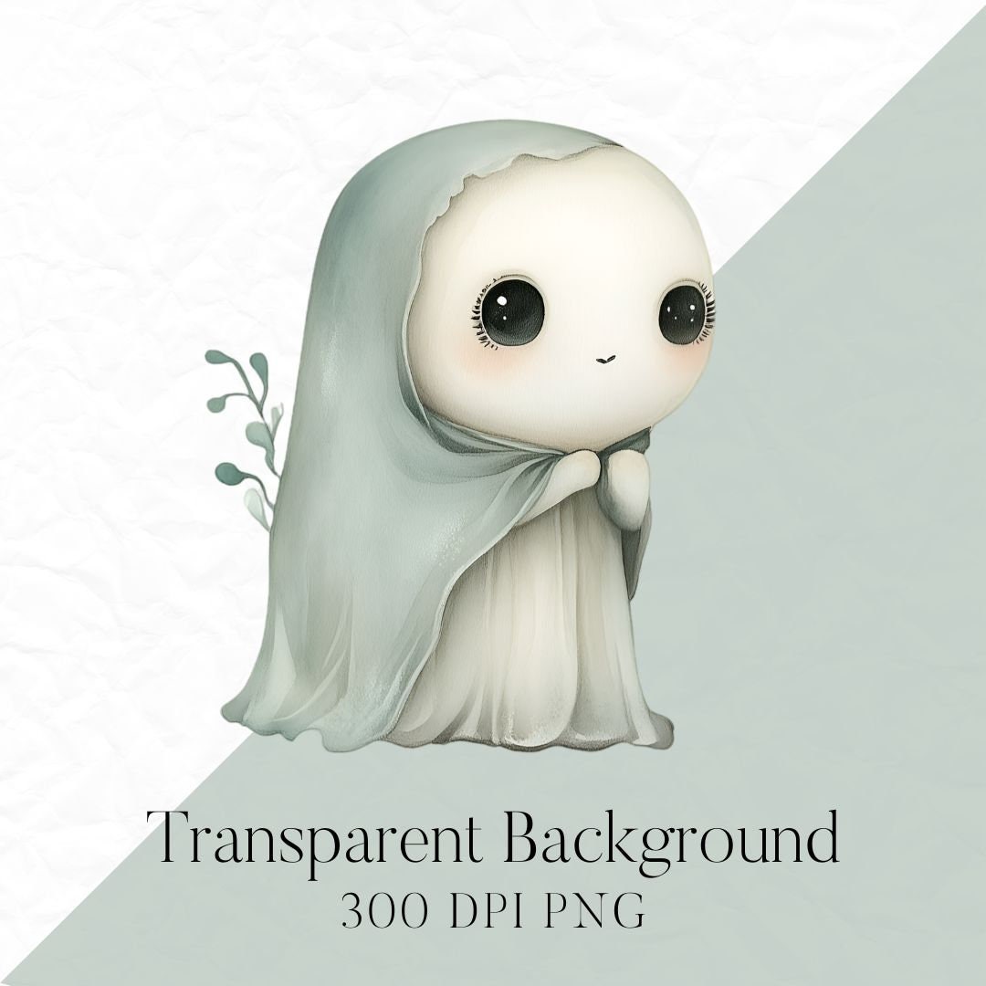 Cute Ghost Clipart, Watercolor Ghost Clipart, Halloween Clipart, Spooky ...