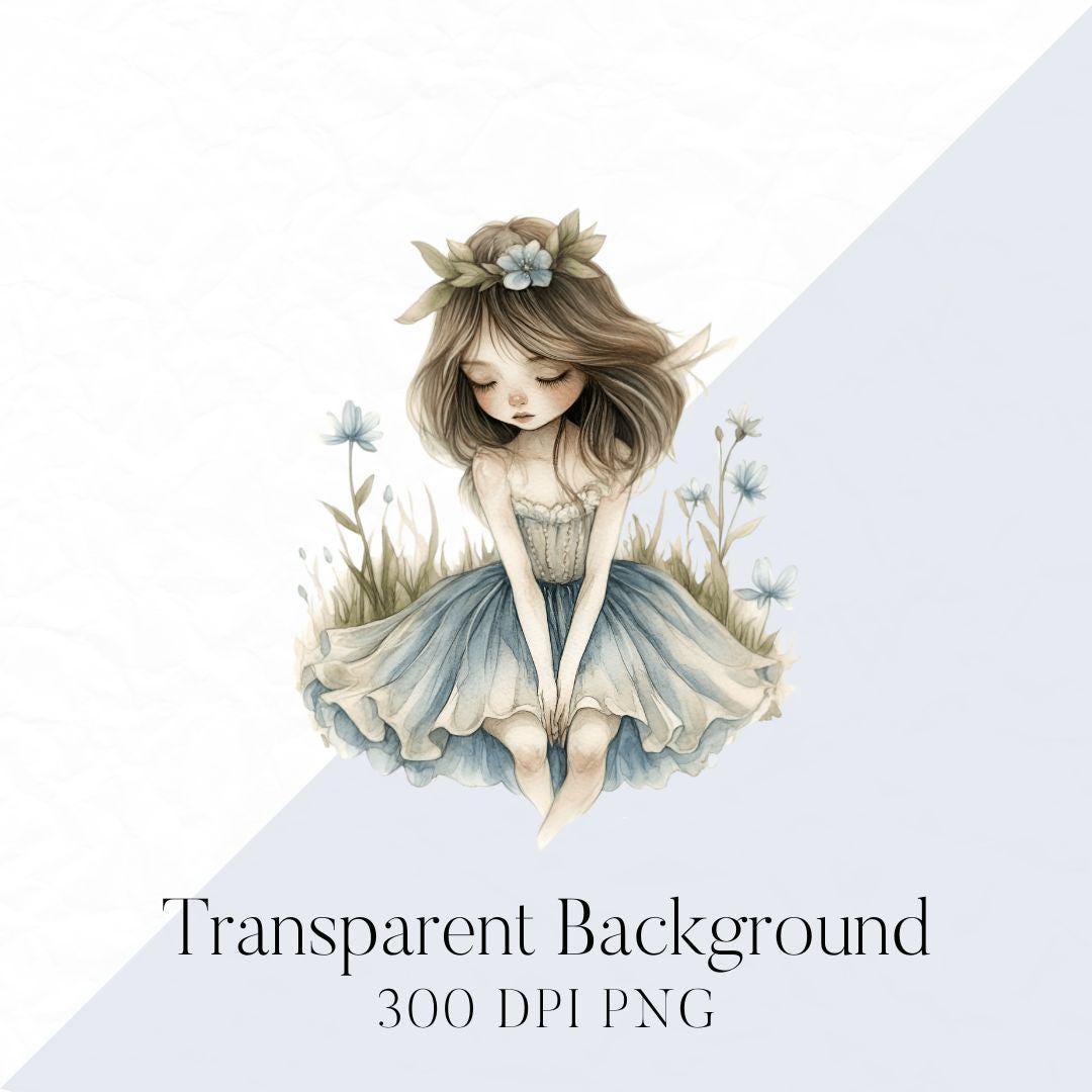 Bluebell Fairy Clipart, Floral Fairy PNG, Cottagecore Fairy, Fairycore ...