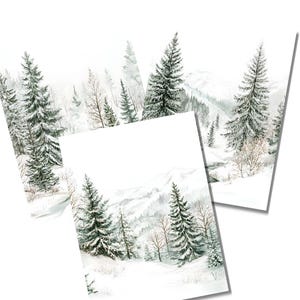 32 Snowy Pine Forest Junk Journal Pages, Winter Landscape Printable ...
